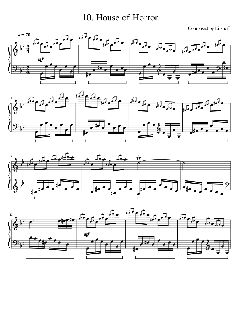 10. House of Horror Sheet music for Piano (Solo) Easy | Musescore.com