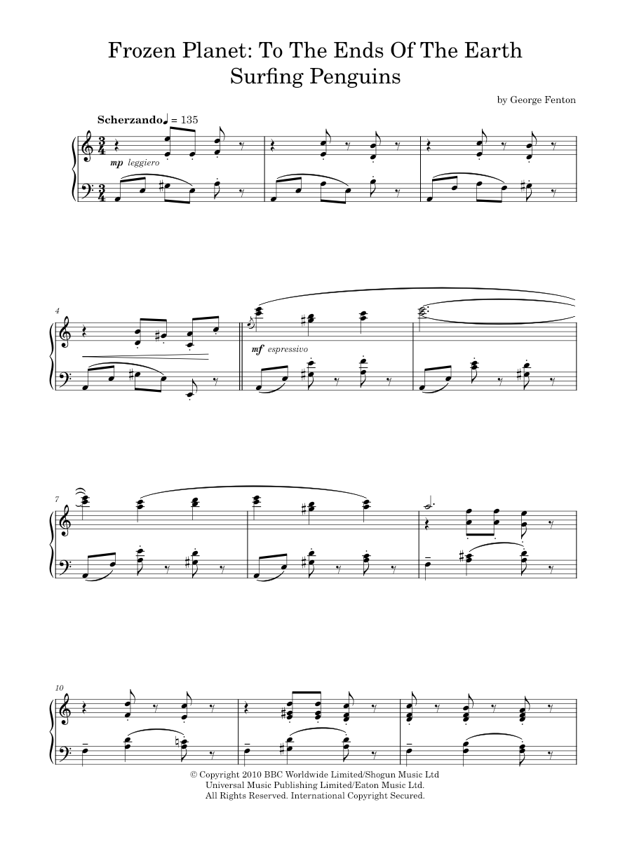 Play Official version of Frozen Planet, Surfing Penguins sheet music by ...
