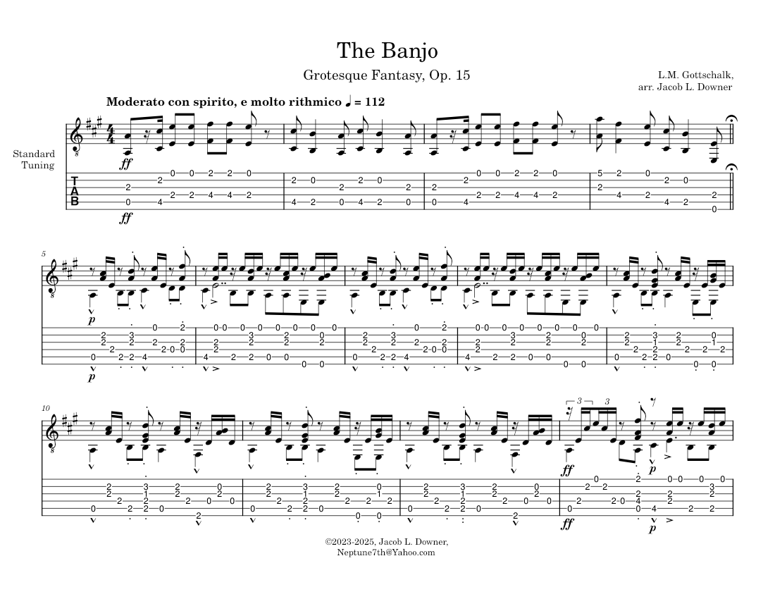 The Banjo – Louis Moreau Gottschalk Le Banjo, Op 15 The Banjo Sheet ...
