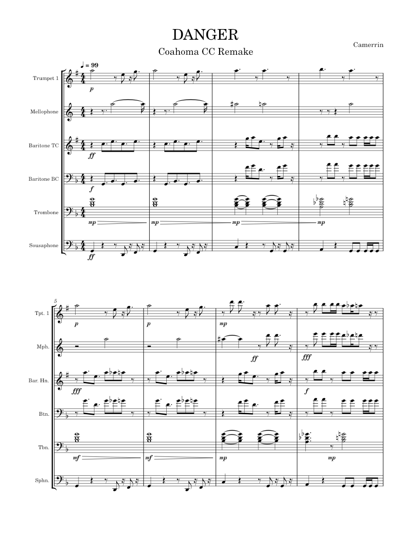 Danger – Mystikal Danger Sheet music for Trombone, Tuba, French horn ...