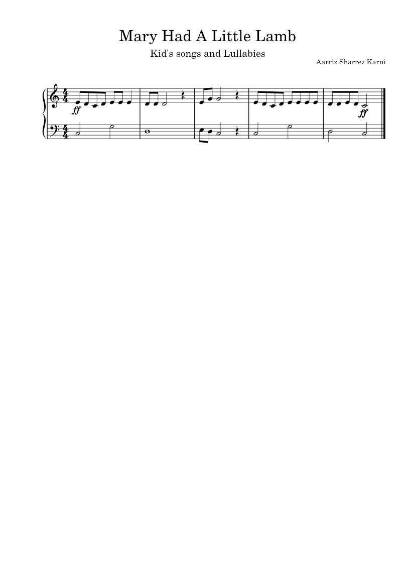 Mary Had A Little Lamb Sheet music for Piano (Piano Duo) Easy ...