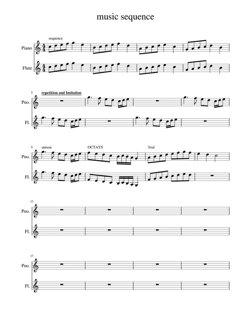 Music sequences Sheet music for Piano, Flute (Solo) | Musescore.com