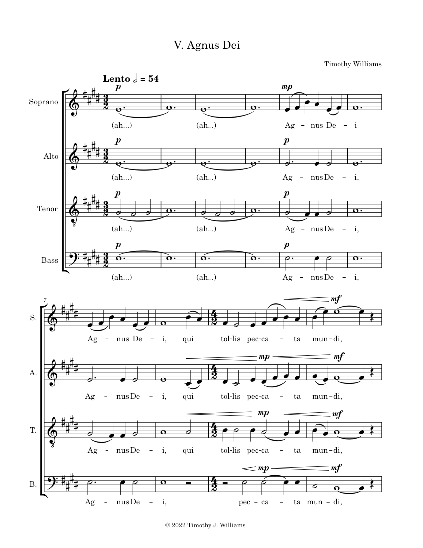 Missa Brevis – V. Agnus Dei Sheet music for Soprano, Alto, Tenor, Bass voice (SATB) | Musescore.com