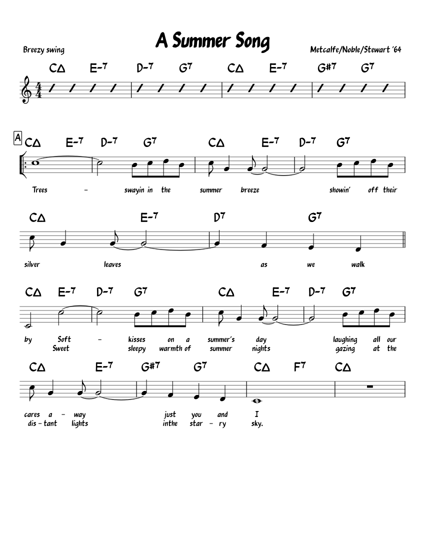A Summer Song Sheet music for Piano (Solo) Easy | Musescore.com