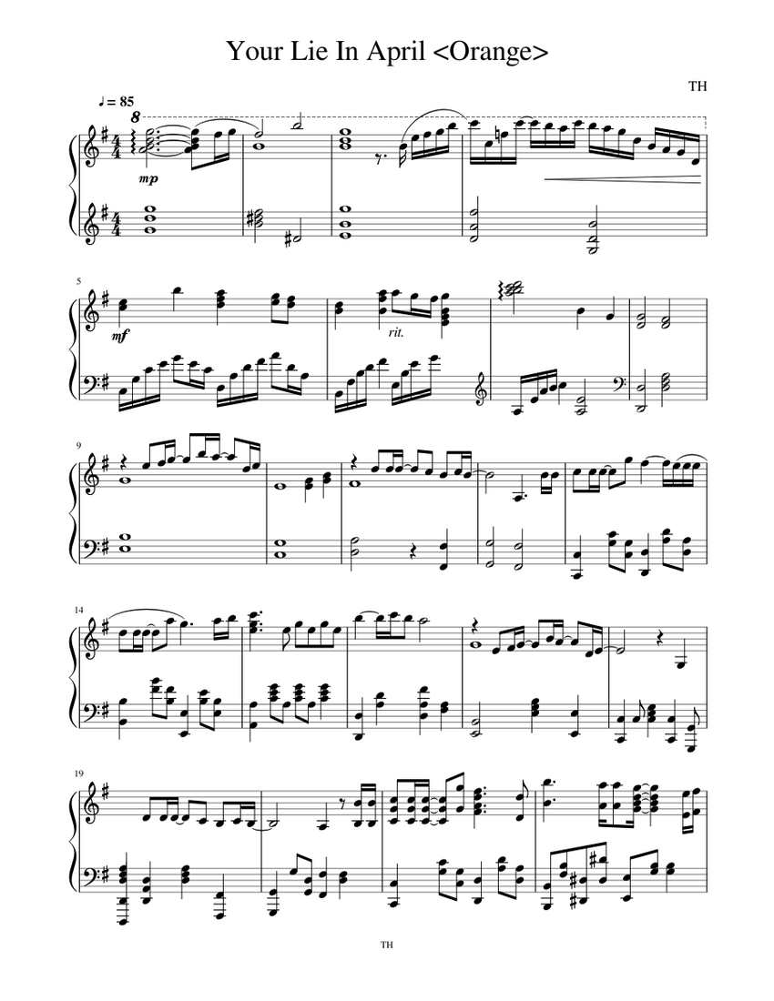 Your Lie in April Sheet music for Piano (Solo) | Musescore.com