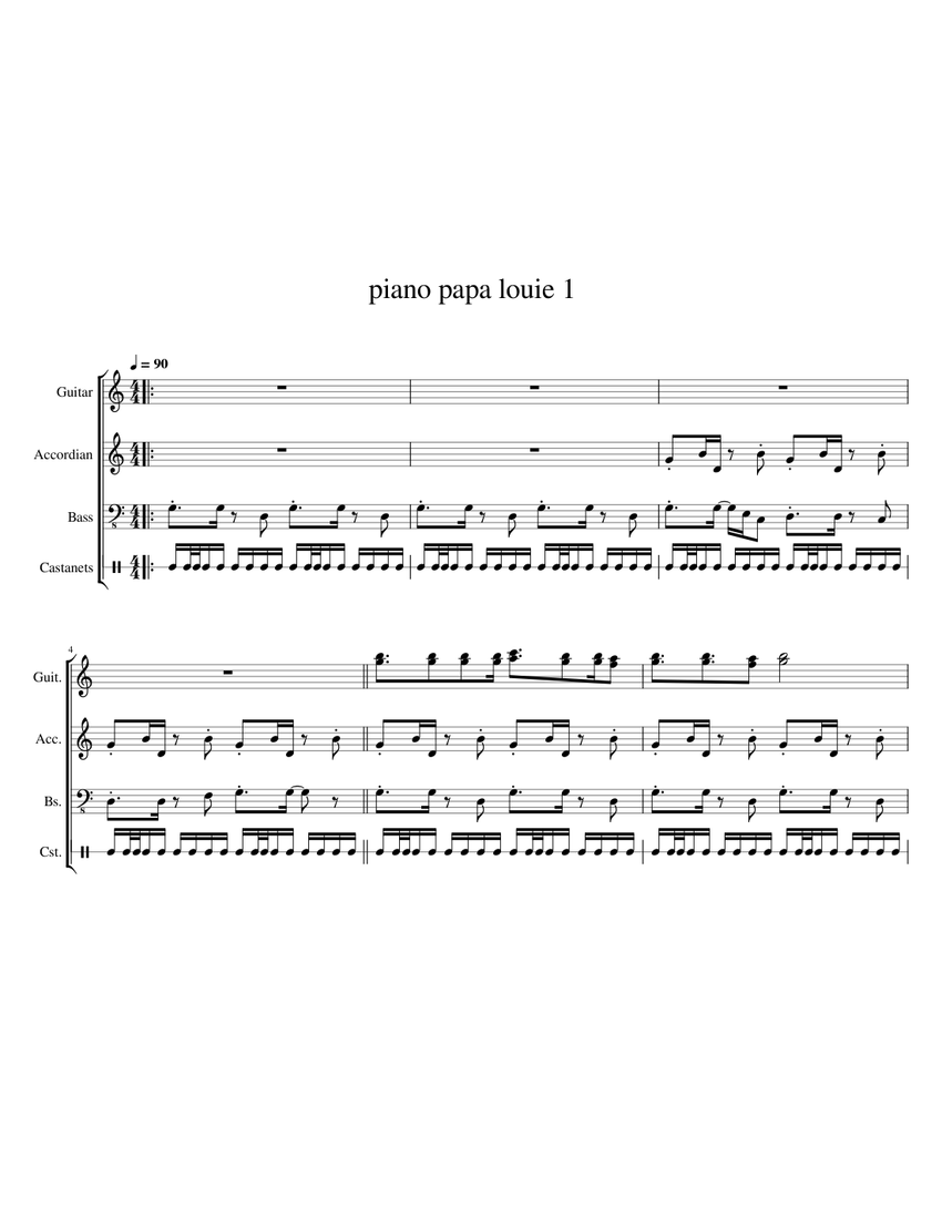 Papa Louie: Floor 1 OST Sheet music for Flute, Guitar, Bass guitar ...
