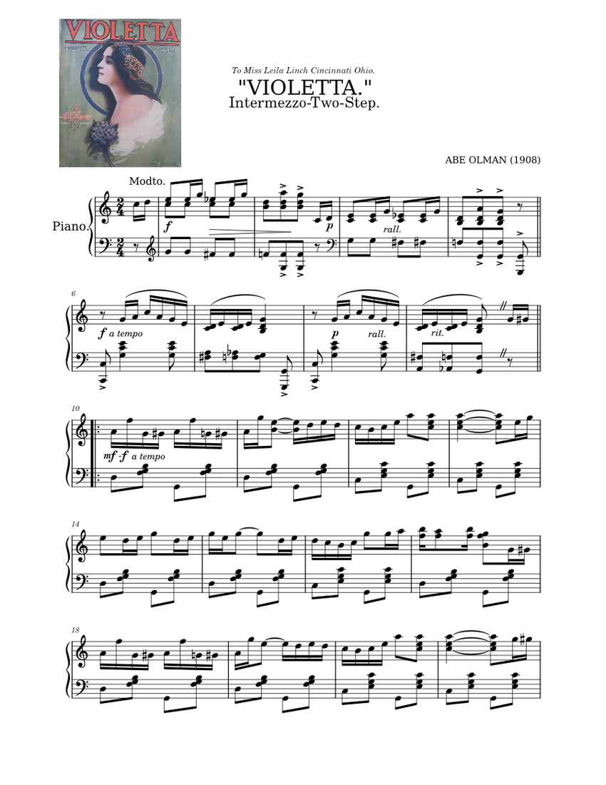 Violetta by Abe Olman (1908) Sheet music for Piano (Solo) | Musescore.com