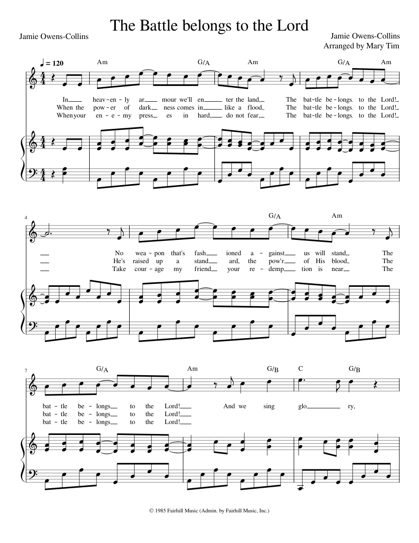 The Battle belongs to the Lord - Jamie Owens-Collins Sheet music for Piano, Vocals (Piano-Voice ...