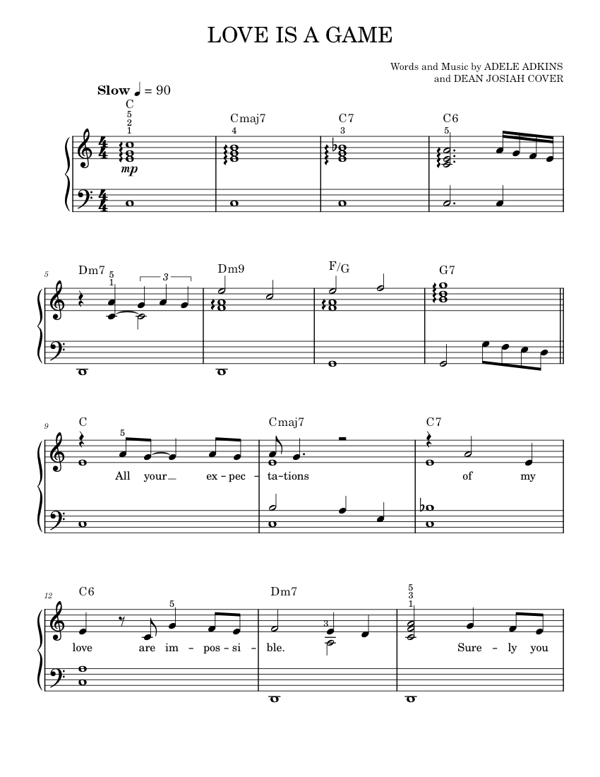 Play Official version of Love Is A Game sheet music by Adele for Piano ...