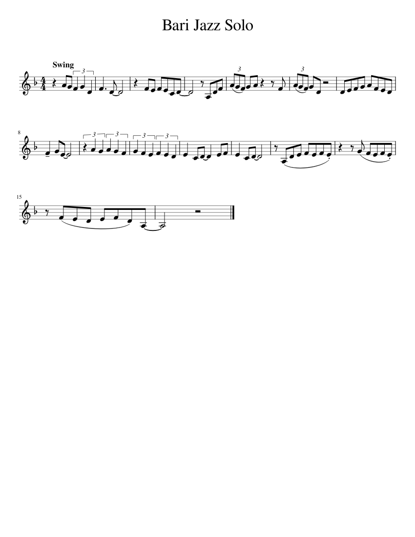 Bari Jazz Solo Sheet Music for Saxophone baritone (Solo) | MuseScore.com