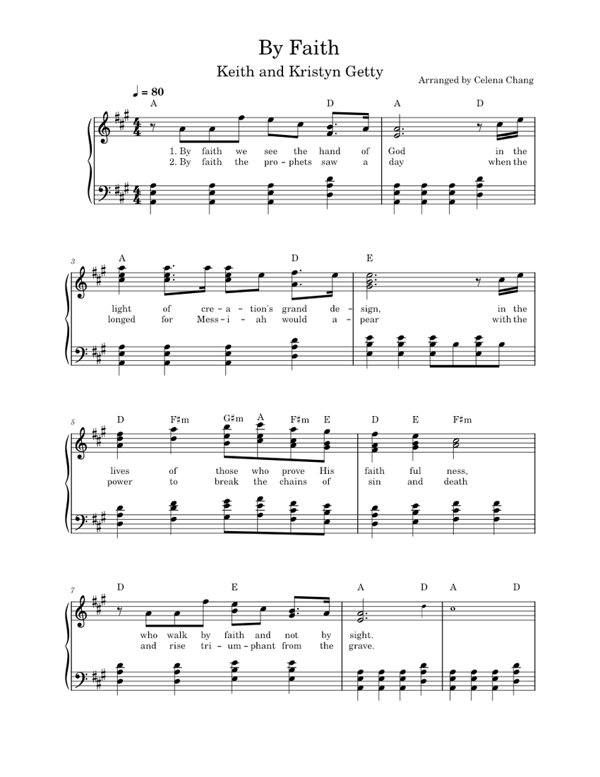 By Faith - Keith and Kristyn Getty Sheet music for Piano (Solo ...