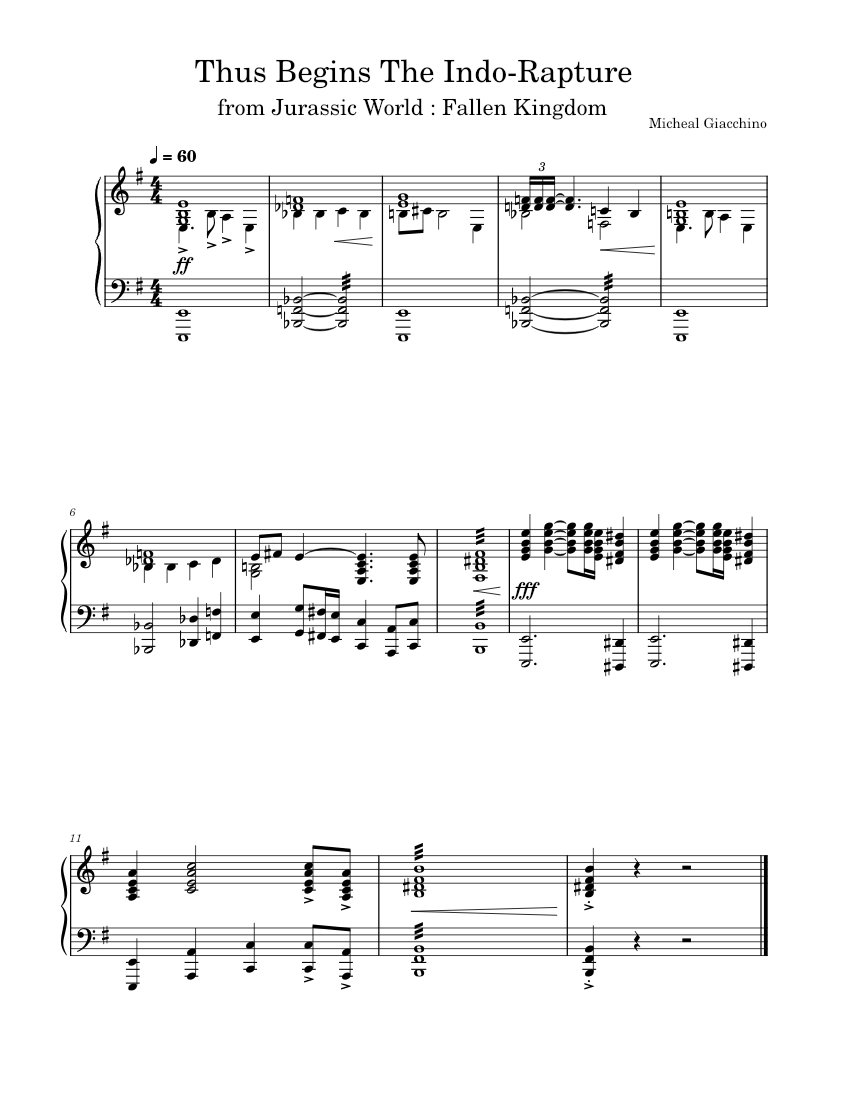 Thus Begins The Indo-Rapture - Michael Giacchino Sheet music for Piano ...