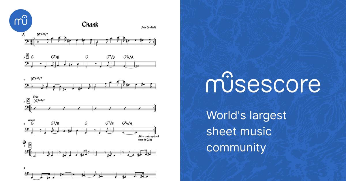 Chank - bass line (John Scofield) Sheet music for Piano (Solo) Easy ...