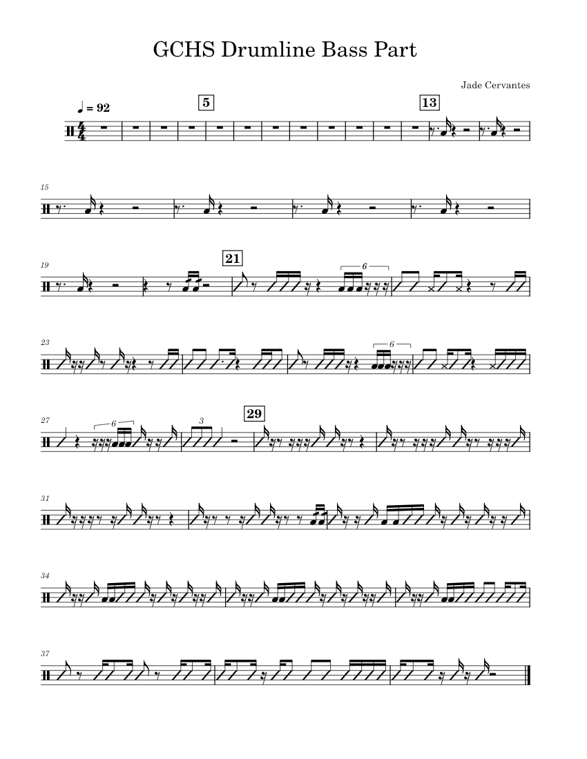 GCHS Drumline Bass Part Sheet Music For Bass Drum Solo Musescore gchs-drumline-bass-part-sheet-music-for-bass-drum-solo-musescore