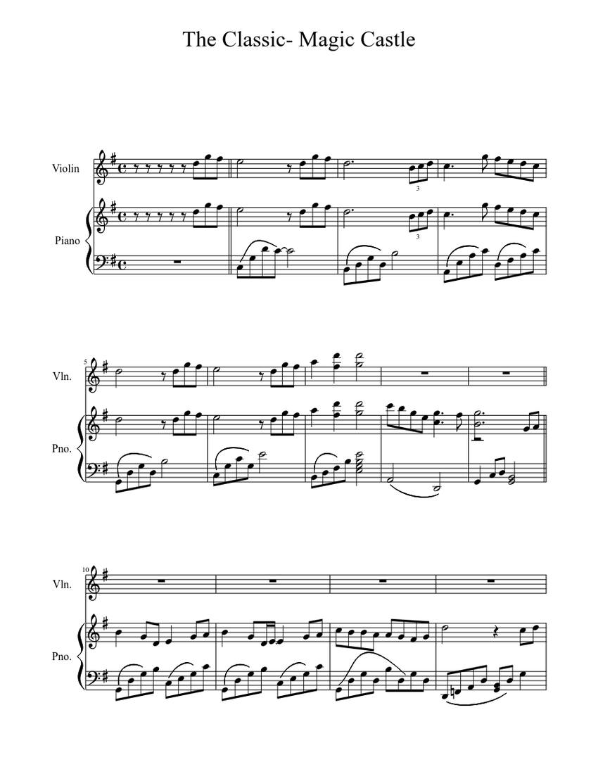 Magic Castle 마법의 성- The Classic Sheet music for Piano, Violin (Solo ...