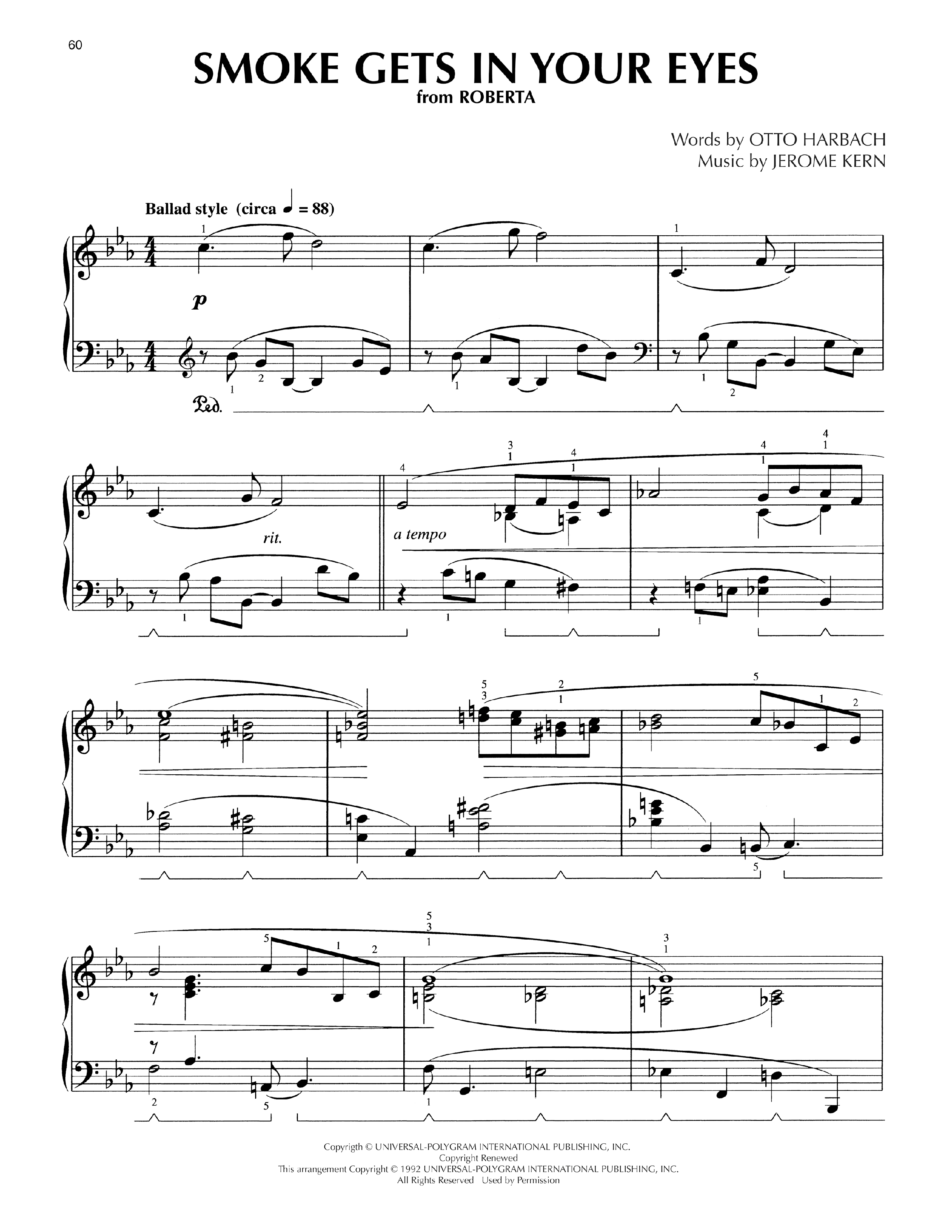 Play Official version of Smoke gets in your eyes sheet music by The Platters for Piano ...