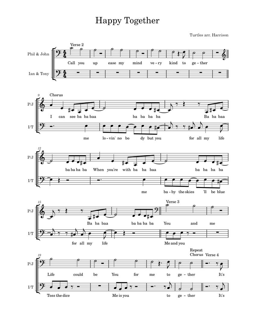 Happy together – The Turtles Sheet music for Vocals (Show Choir ...