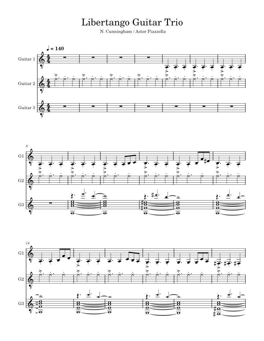 Libertango – Astor Piazzolla Libertango Guitar Trio Sheet music for ...