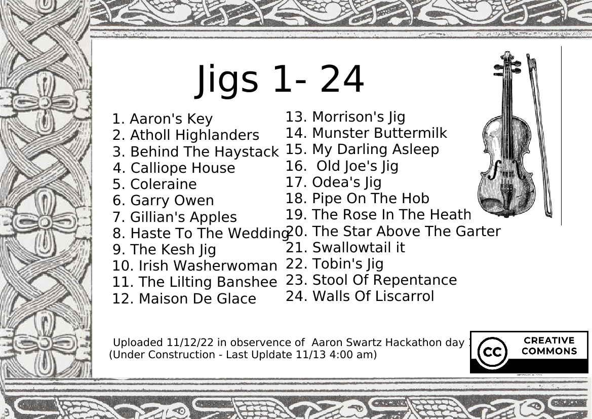 Irish Fiddle - Twenty Four Common Jigs Sheet Music with Chords for ...