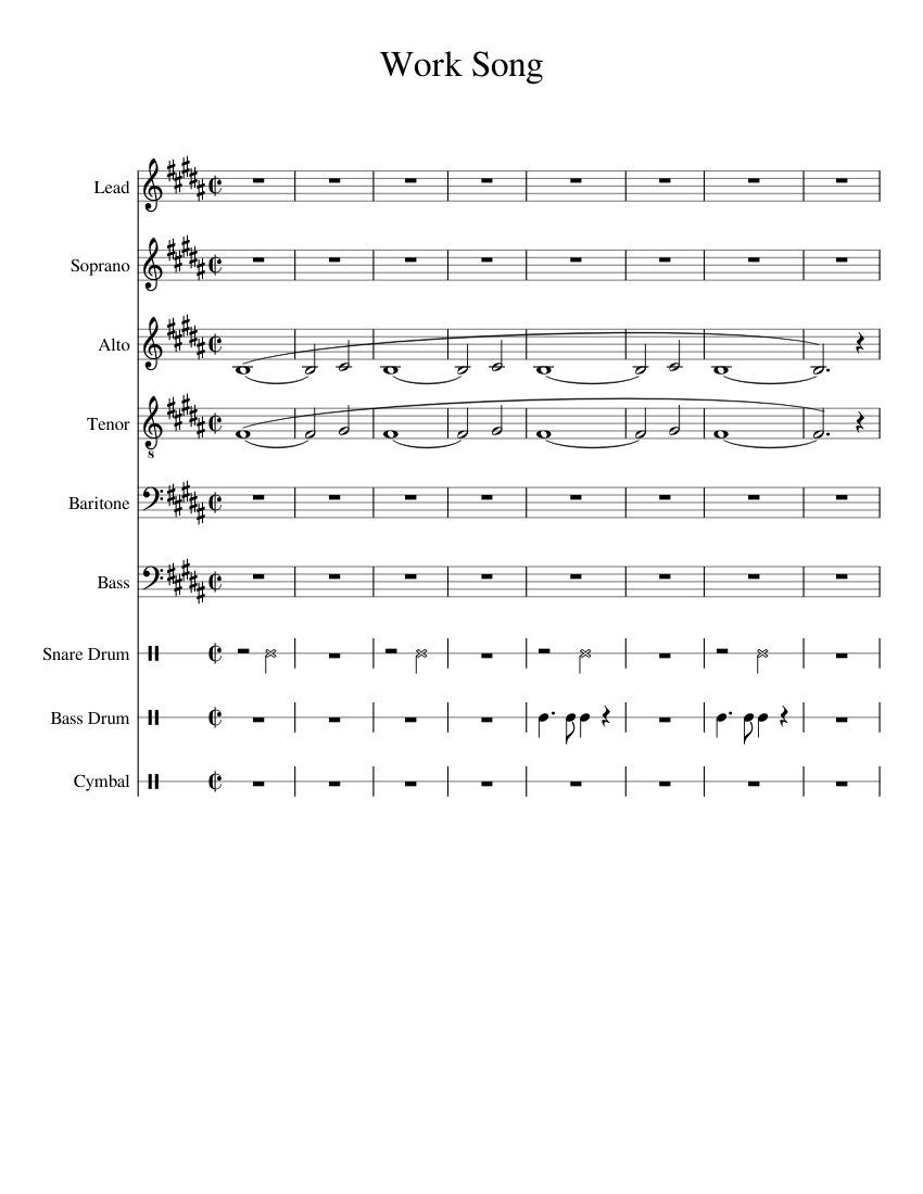 Work Song Sheet music for Piano, Snare drum, Crash, Bass drum (Mixed ...