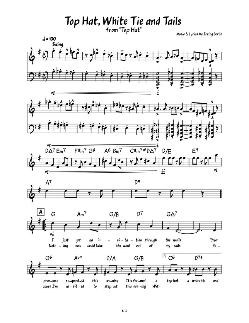 Top Hat, White Tie and Tails - Irving Berlin Sheet music for Piano ...