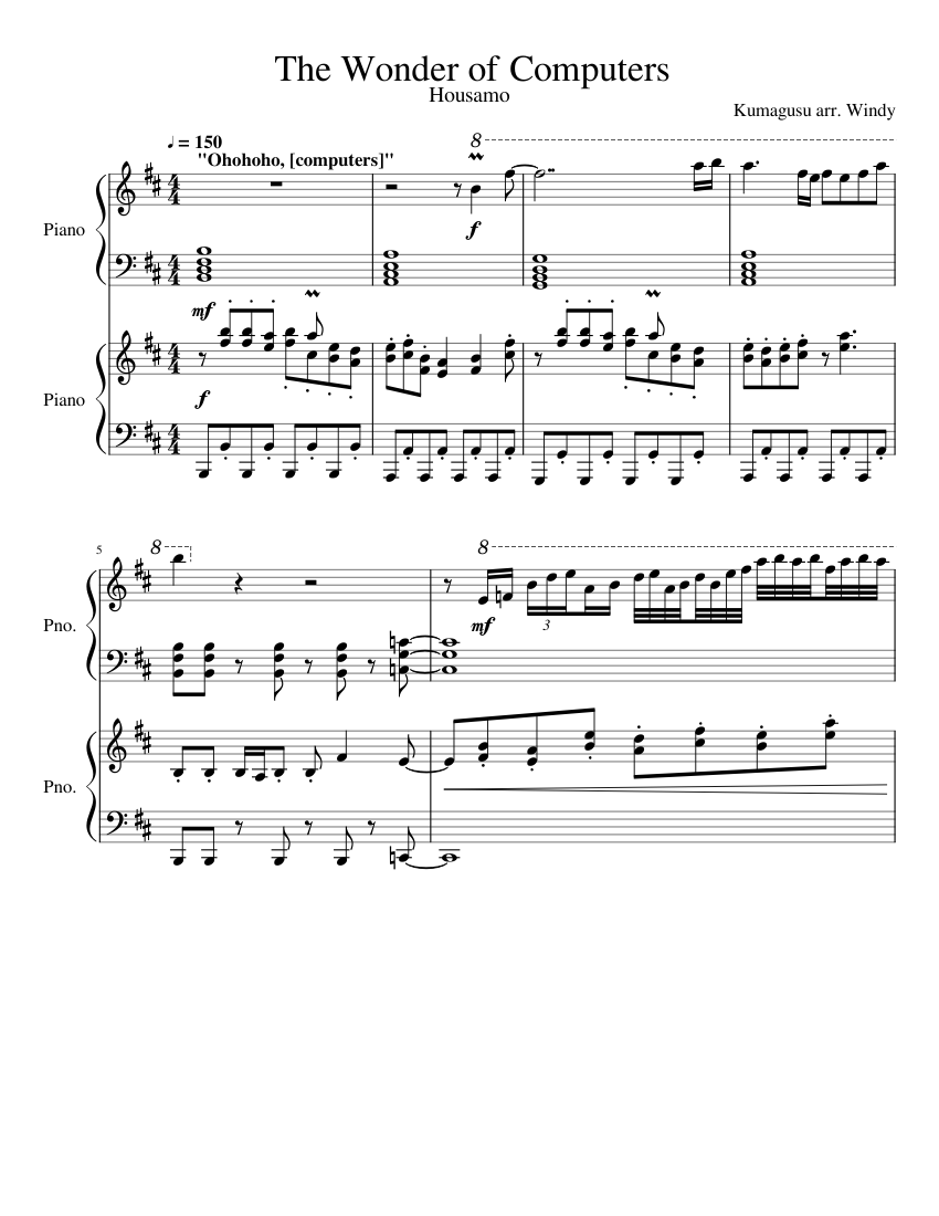 The Wonder of Computers Sheet music for Piano (Piano Duo) | Musescore.com