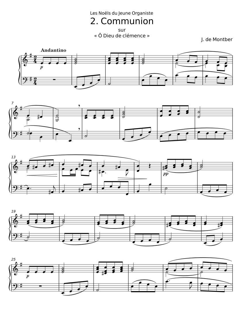 Communion in D minor - J. de Montber Sheet music for Piano (Solo) Easy ...