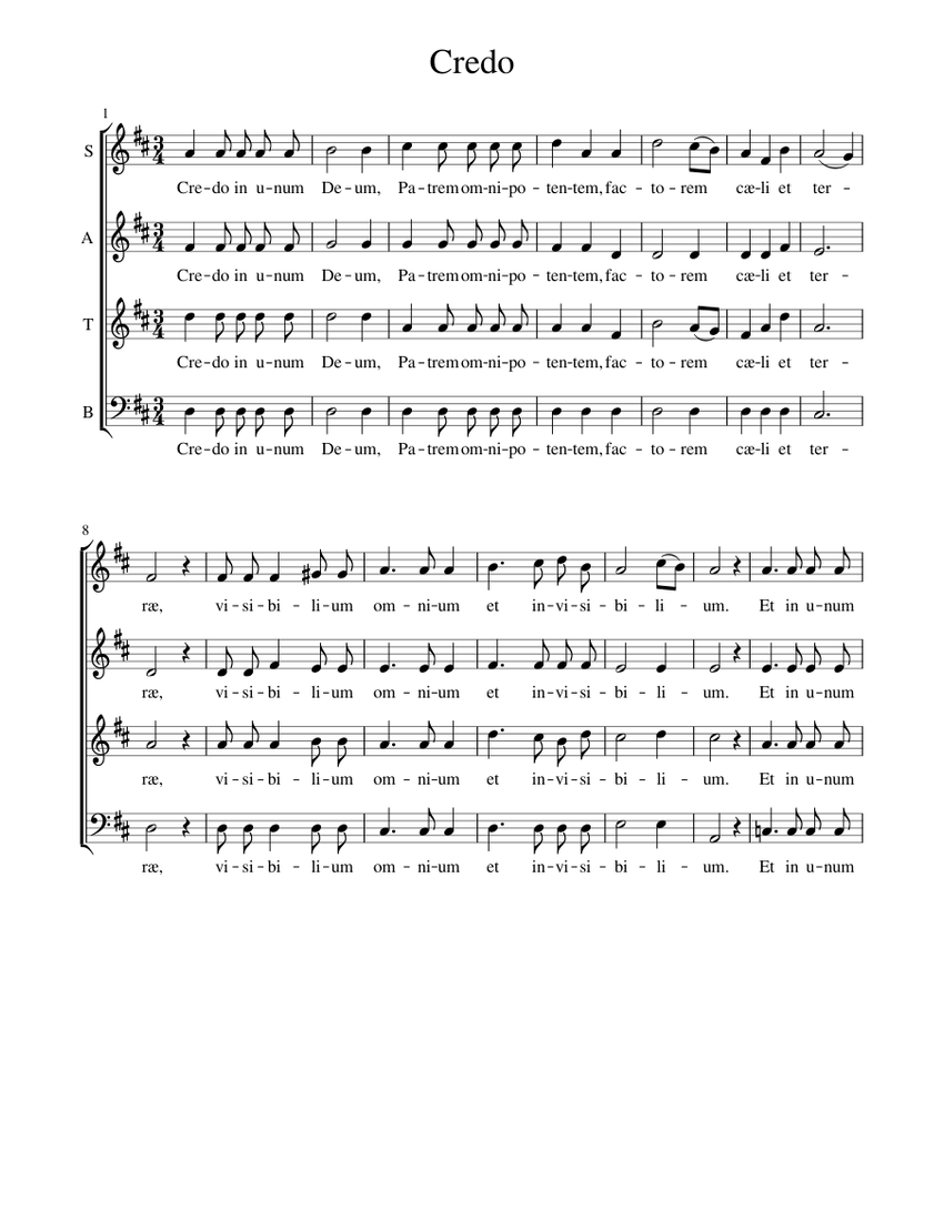 Salieri Credo Sheet music for Piano (Mixed Quartet) | Musescore.com