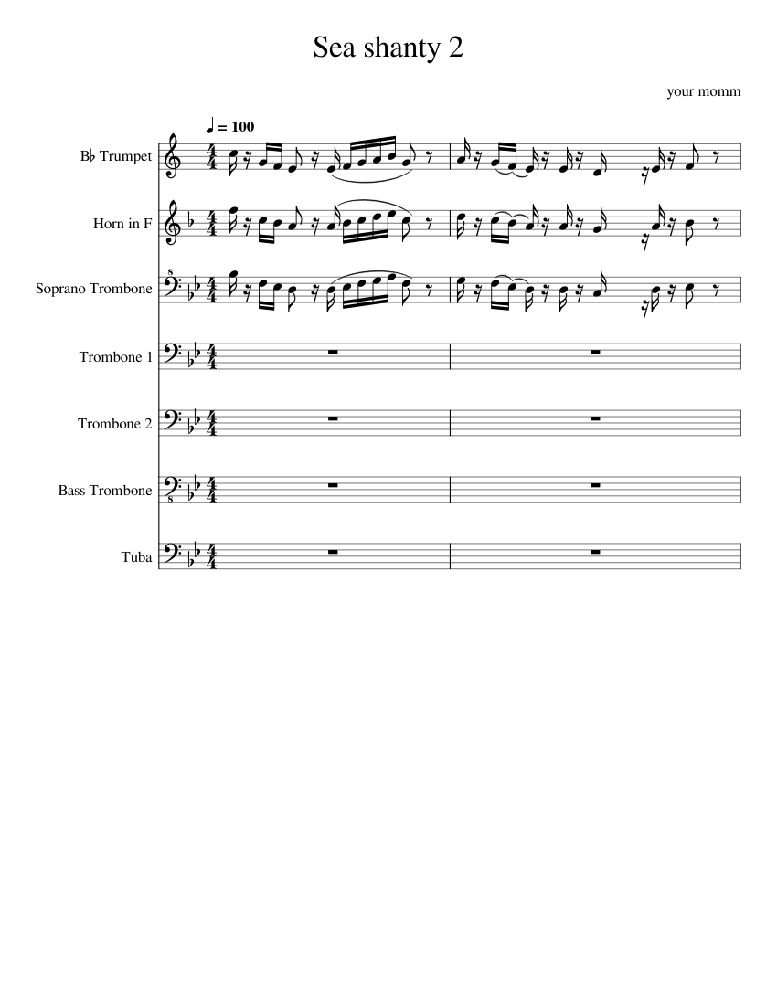 Runescape - sea shanty 2 Misc Computer Games 1 Sheet music for Trombone ...