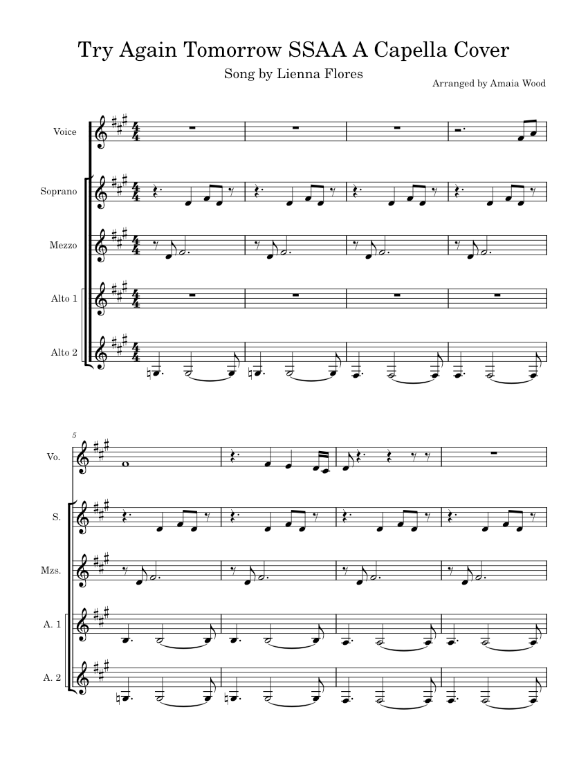 Try again tomorrow – liana flores Try Again Tomorrow SSAA A Capella ...