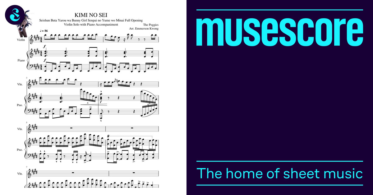 Kimi No Sei - Seishun Buta Yarou wa Bunny Girl Senpai no Yume wo Minai Full OP - Violin Solo ...