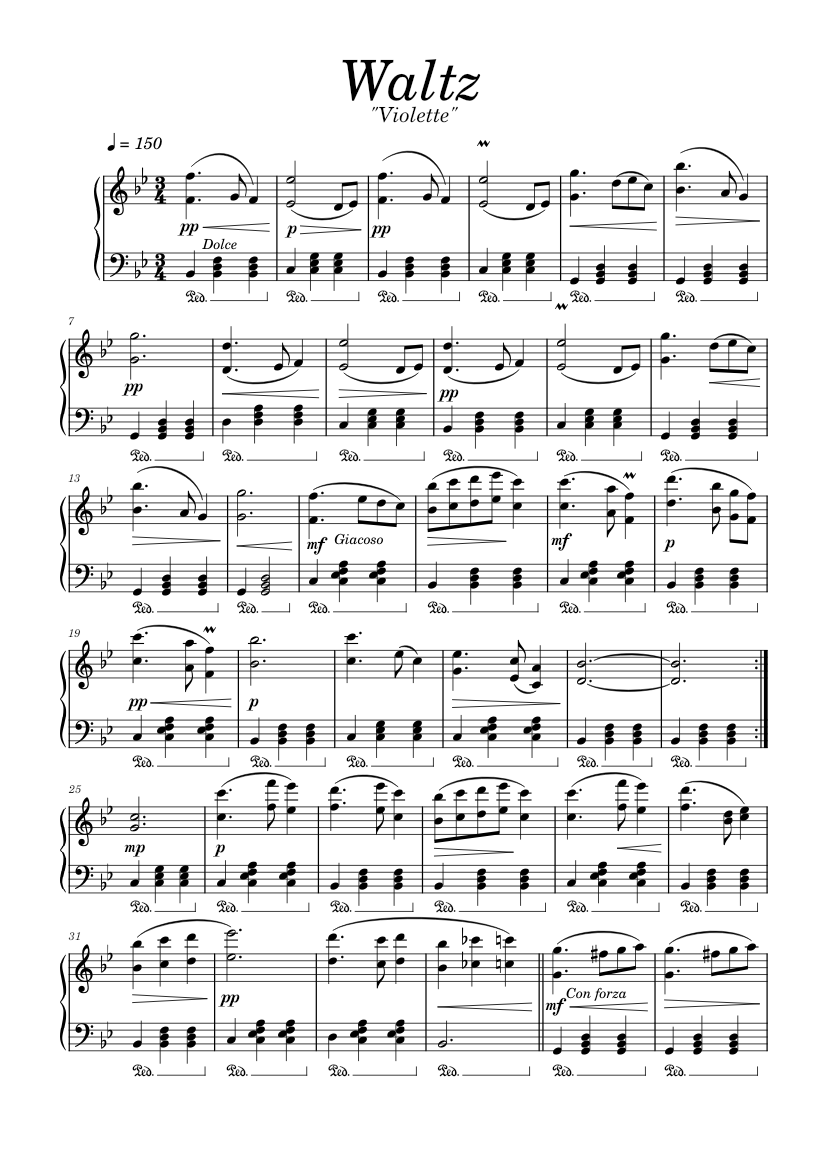 Waltz-"Violet" Sheet music for Piano (Solo) | Musescore.com