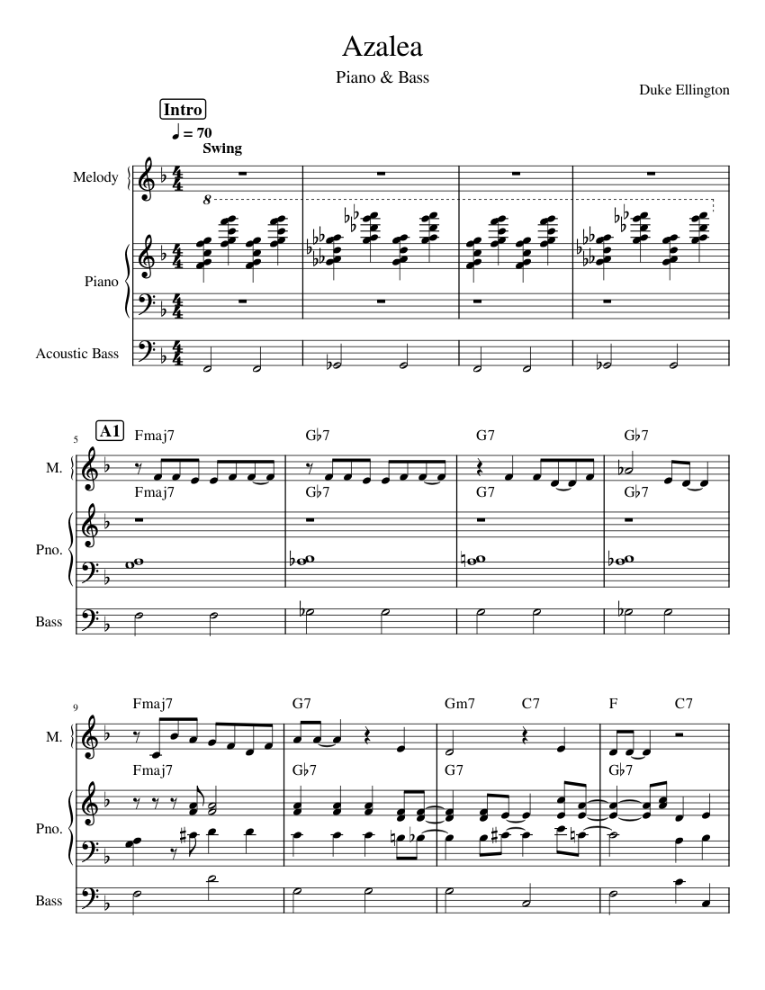 Azalea – Duke Ellington and Louis Armstrong Sheet music for Piano, Bass ...