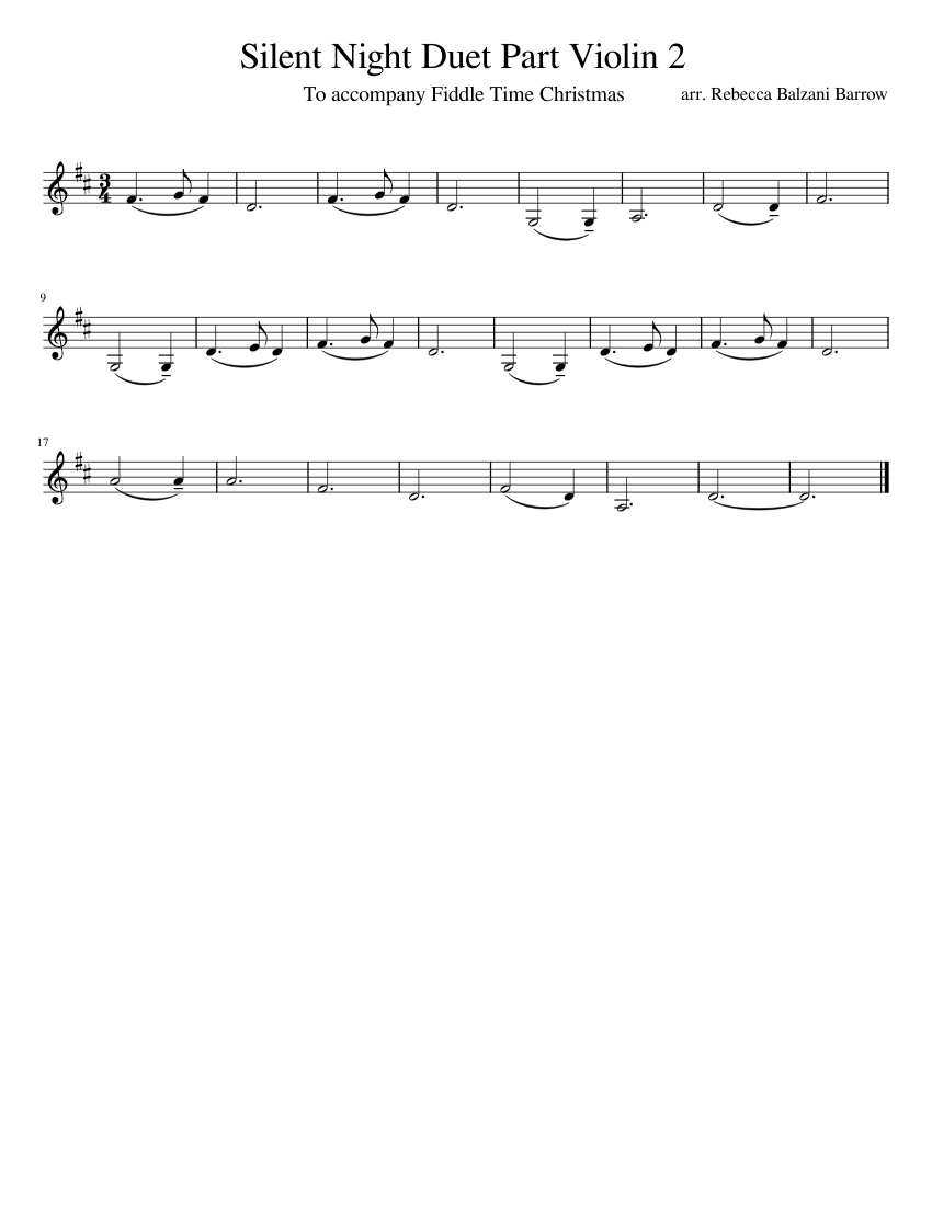 Silent Night Duet Part Violin 2. Sheet music for Piano (Solo) Easy ...
