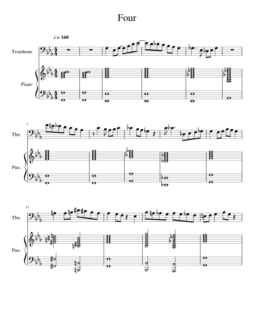 Four Improv Solo Sheet music for Piano, Trombone (Solo) | Musescore.com