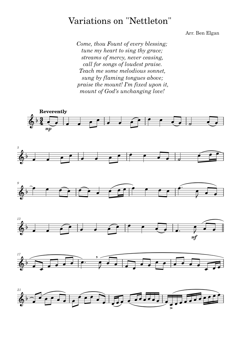 Variations on Nettleton Sheet music for Trumpet other (Solo ...