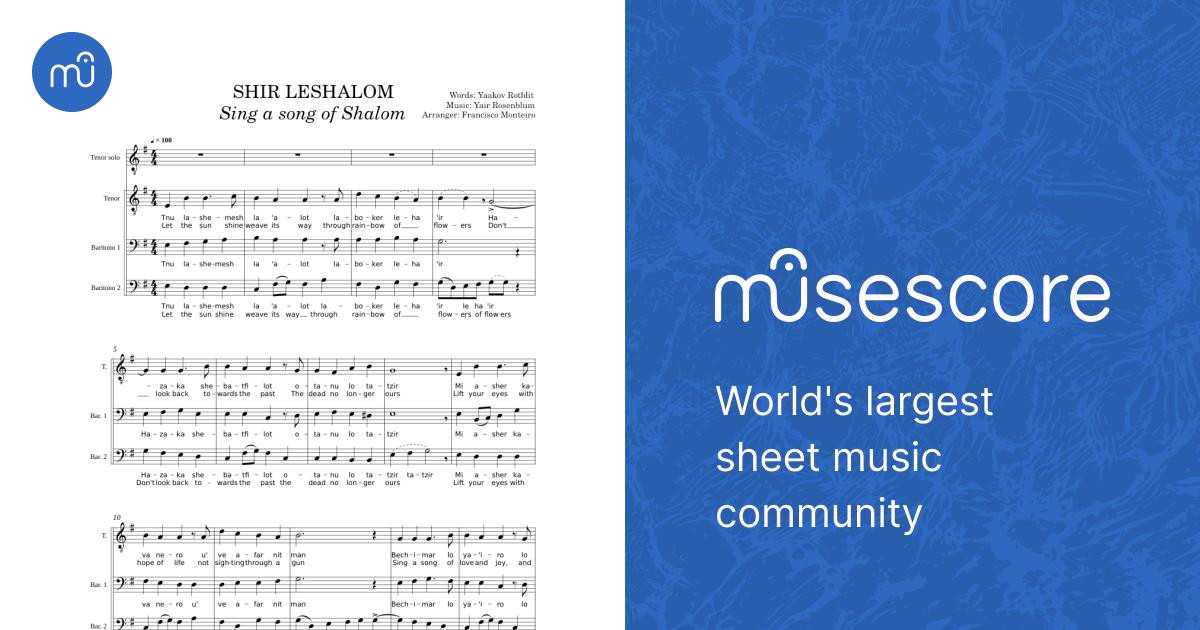 Shir Leshalom - Yaakov Rotblit (lyrics), Yair Rosenblum (music). Sheet ...