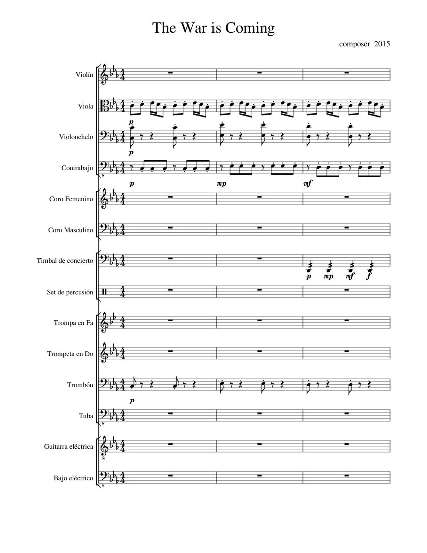 The War is Coming Sheet music for Trombone, Tuba, Vocals, French horn ...