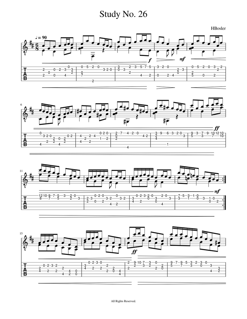 Study No. 26 Sheet music for Guitar (Solo) | Musescore.com