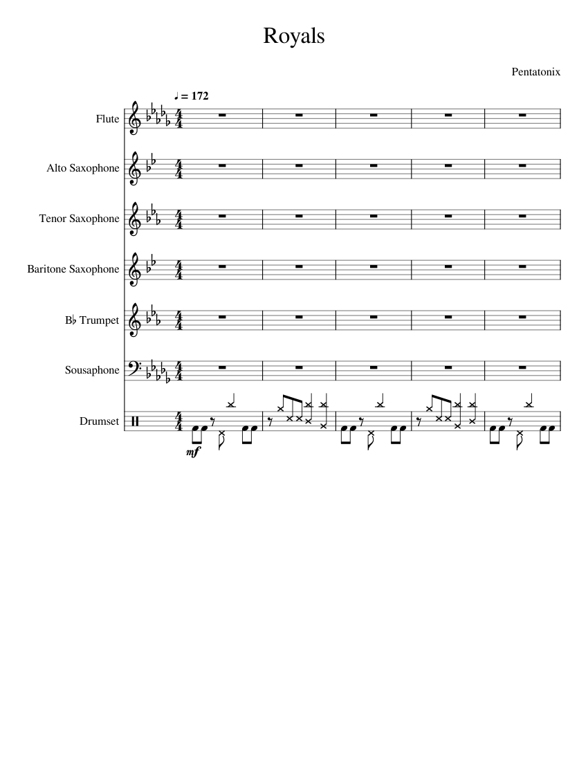 Royals Sheet music for Flute, Saxophone alto, Saxophone tenor ...