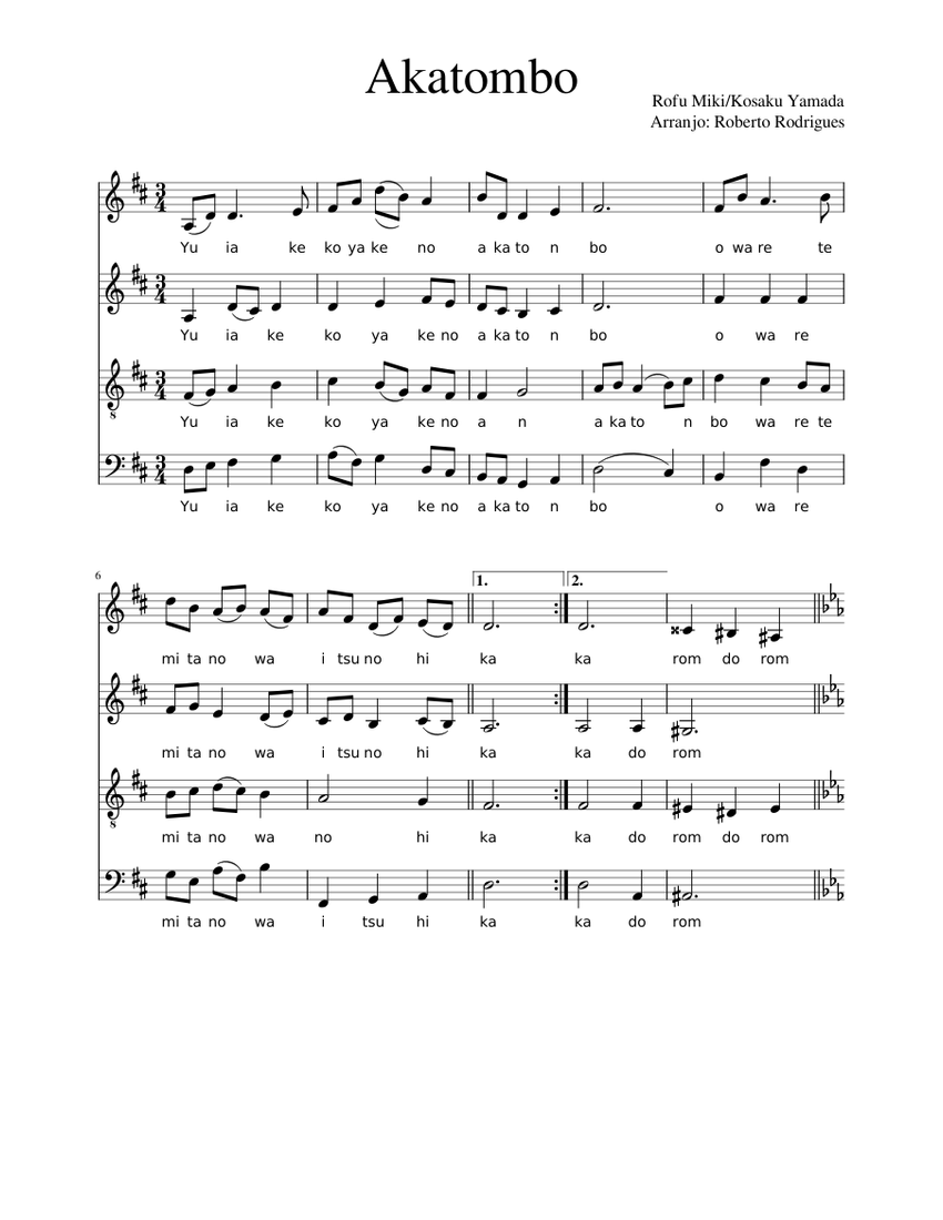 Akatombo Sheet music for Vocals (SATB) | Musescore.com