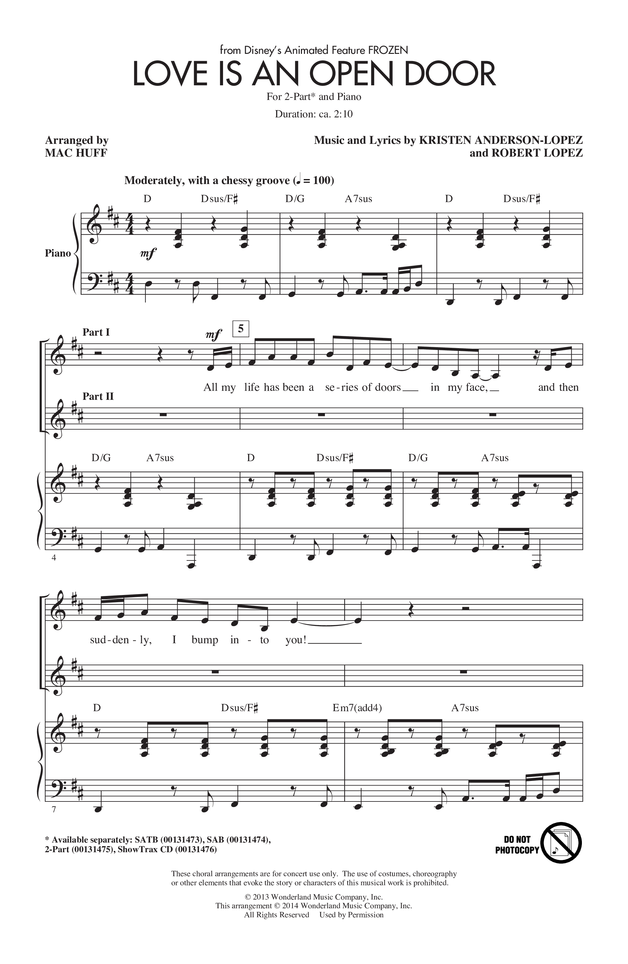 Play Official version of Love Is an Open Door sheet music by Kristen Bell, Santino Fontana for ...