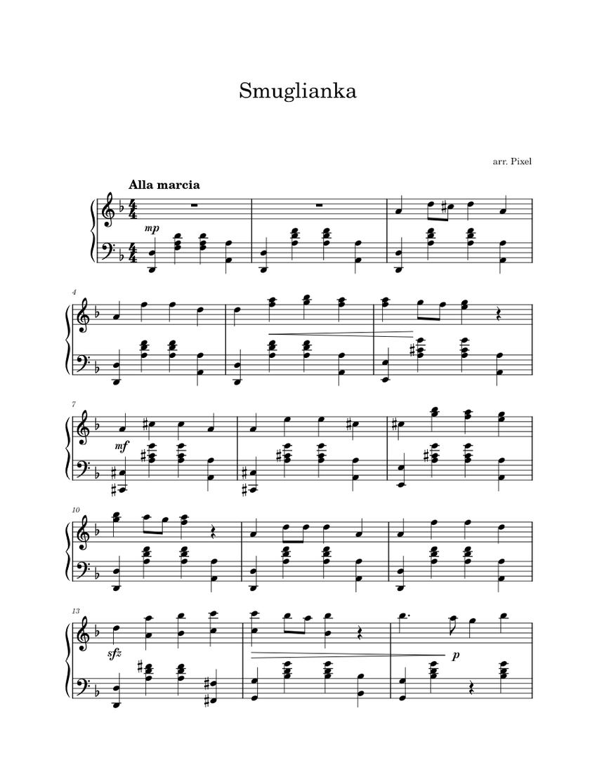 Smuglianka Moldavanka Sheet music for Piano (Solo) | Musescore.com