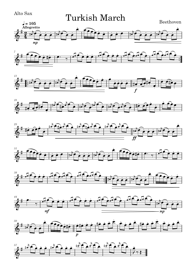 Beethoven Turkish March (Marcia alla turca) from The Ruins of Athens ...