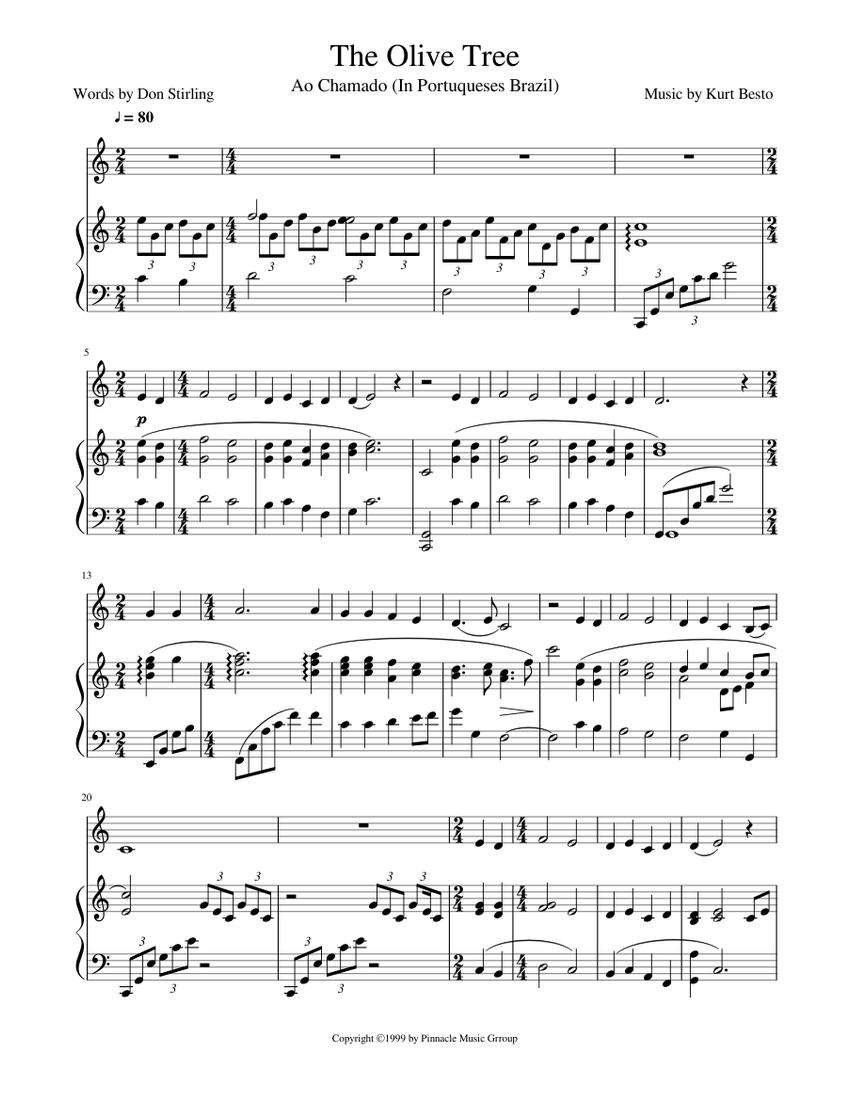 The Olive Tree Sheet music for Piano, Vocals (Piano-Voice) | Musescore.com
