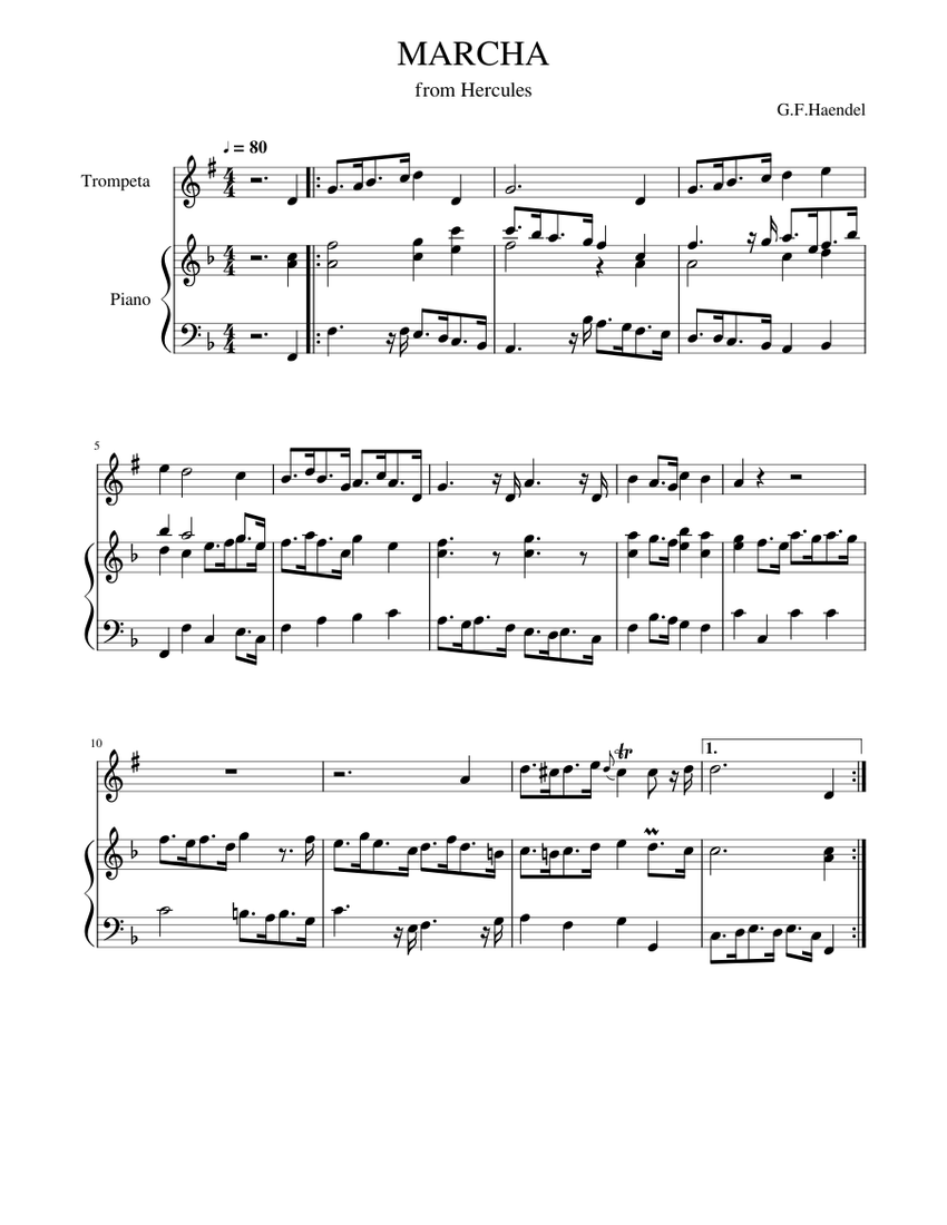 MARCHA Sheet music for Piano, Trumpet in b-flat (Solo) | Musescore.com