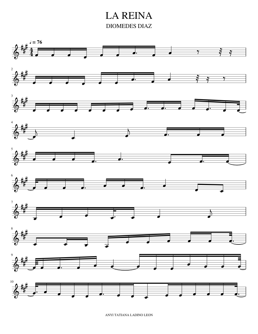 LA REINA Sheet music for Piano (Solo) | Musescore.com