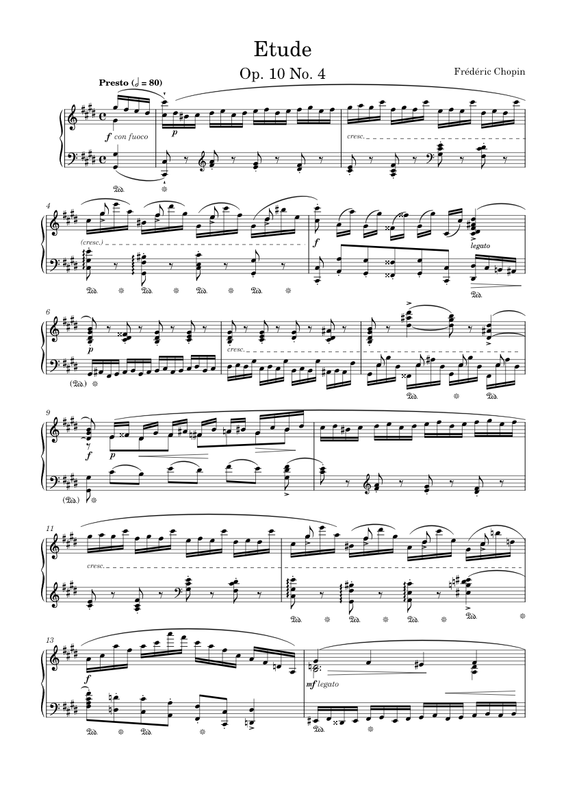 Etude Op. 10 No. 4 Chopin Sheet Music for Piano (Solo) | MuseScore.com
