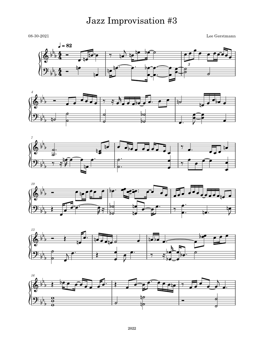 Jazz Improvisation #3 Sheet music for Piano (Solo) | Musescore.com
