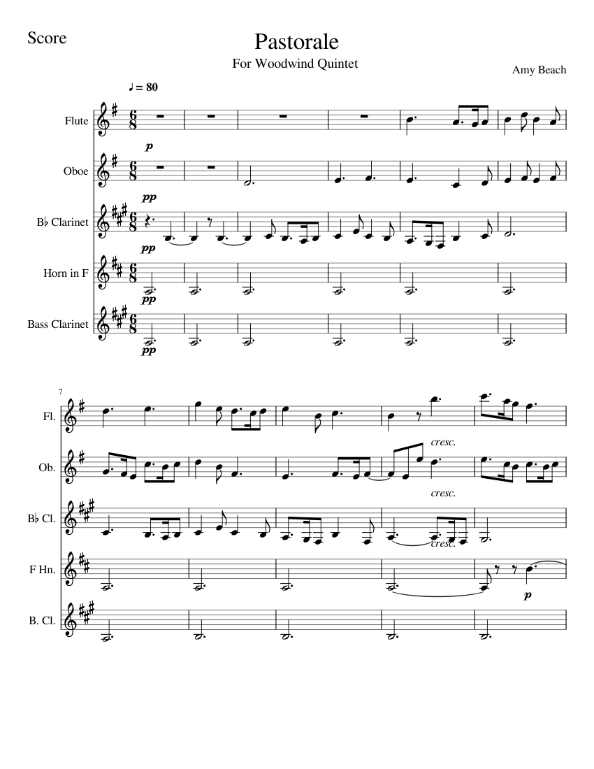 Pastorale Sheet music for Flute, Oboe, Clarinet (Mixed Trio ...